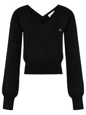VIVIENNE WESTWOOD Sweater Bea With V-neck In Cashmere Blend - Black