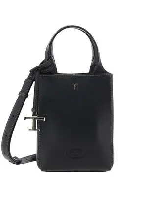 TOD'S Micro Hand Bag With Logo Pendant - Black