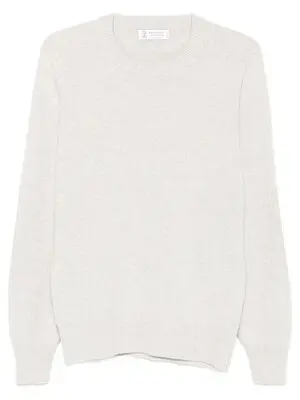 Brunello Cucinelli Cashmere Sweater With Patches - Grey