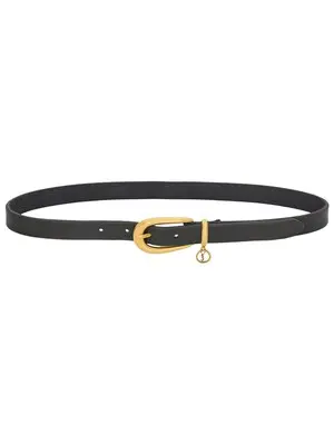 Saint Laurent Cassandre Thin Leather Belt With Elongated Buckle