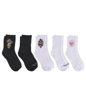 Ed Hardy Printed Mid Crew Socks 5 Pack