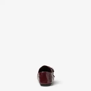 Fendi Stud Double Monk Strap Loafers In Burgundy Calfskin - Red