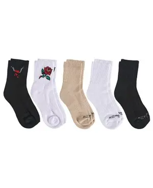 Ed Hardy Rose Print Mid Crew Sock 5-pack