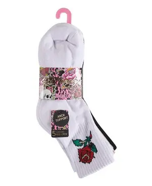 Ed Hardy Rose Print Socks