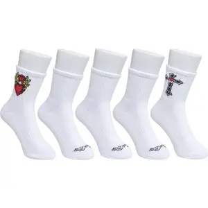 Ed Hardy Crew Socks 5 Pack - White