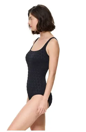 GOTTEX Chained Reaction Textu Square Neck One Piece - Black