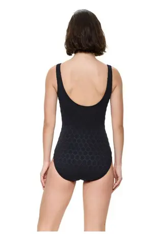 GOTTEX Chained Reaction Textu Square Neck One Piece - Black