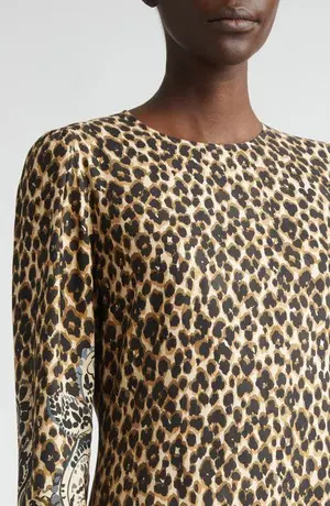 Etro Mixed Print Long Sleeve Midi Dress