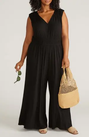 Universal Standard The Zoey Liquid Jersey Wide Leg Jumpsuit - Black