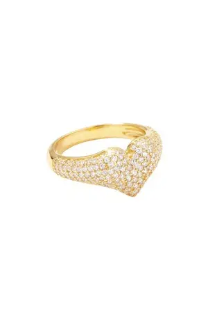 THE M JEWELERS Mini Iced Out Heart Pinky Ring - Gold