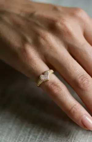 THE M JEWELERS Mini Iced Out Heart Pinky Ring