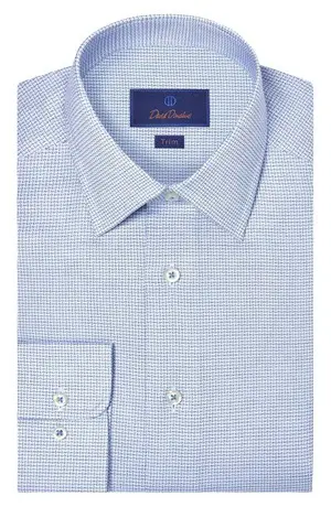 David Donahue Slim Fit Microcheck Stretch Twill Shirt