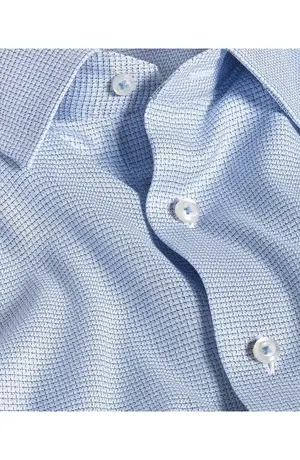 David Donahue Slim Fit Microcheck Stretch Twill Shirt