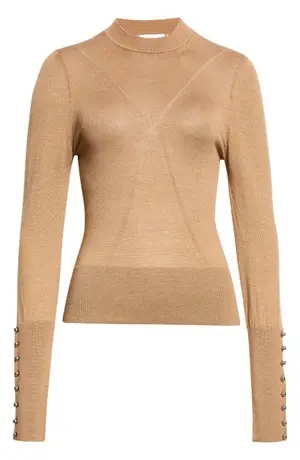 Rabanne Wool & Silk Crewneck Sweater - Camel