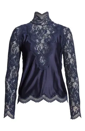 Rabanne Lace & Jersey Long Sleeve Top