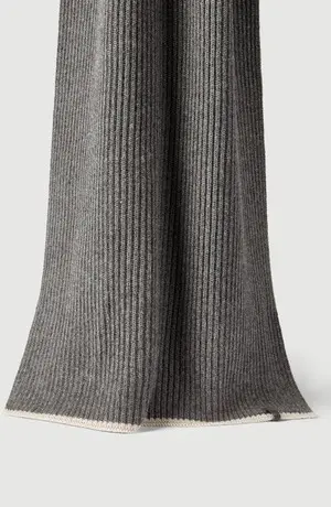Brunello Cucinelli Cashmere English Rib Knit Scarf With Monili - Lead