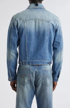 Versace Denim Jacket With Medusa Filigree Collar