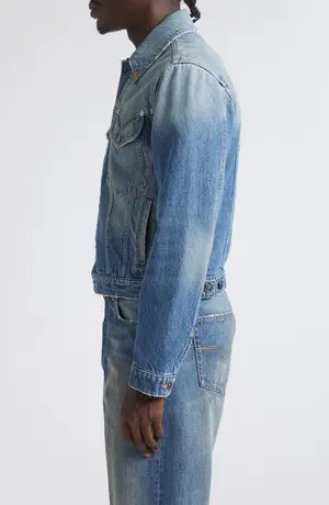 Versace Denim Jacket With Medusa Filigree Collar