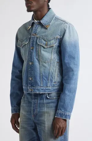 Versace Denim Jacket With Medusa Filigree Collar