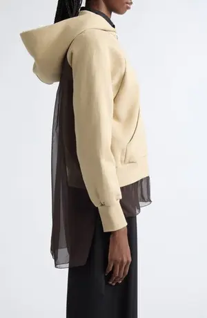 Undercover Zip Hoodie With Sheer Hem