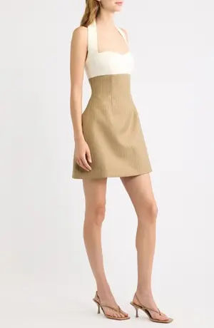 Oddmuse Pinstripe Halter Minidress