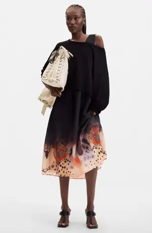 Desigual Viscose V-neck Midi Dress