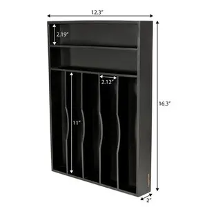 HAPPIMESS Hudson Modern Farmhouse Handcrafted 7-slot Kitchen Drawer Organizer - Black