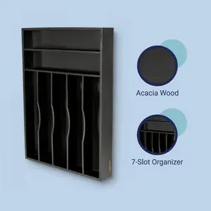 HAPPIMESS Hudson Modern Farmhouse Handcrafted 7-slot Kitchen Drawer Organizer - Black