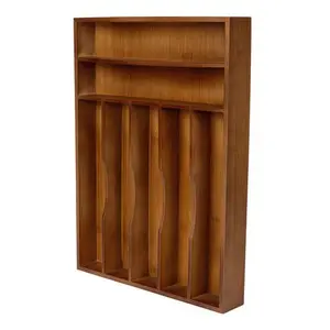 HAPPIMESS Hudson Modern Farmhouse Handcrafted 7-slot Kitchen Drawer Organizer Brown