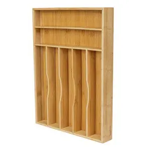 HAPPIMESS Hudson Modern Farmhouse Handcrafted 7-slot Kitchen Drawer Organizer Natural