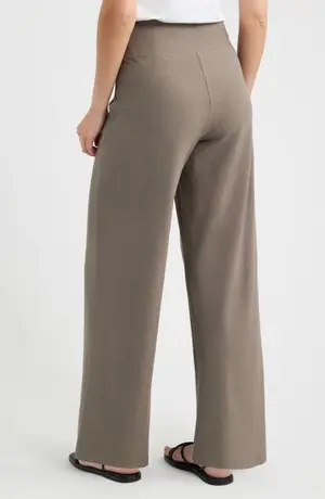 Eileen Fisher Seamed High Waist Wide Leg Pants - Cobblestone