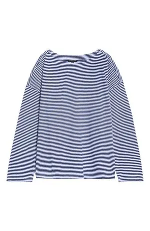 Eileen Fisher Striped Organic Cotton Boxy Top - Infinity