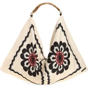 Farm Rio Medium Satin Scarf Bag With Wooden Handle - Fiore Leno