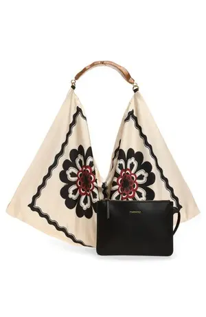 Farm Rio Medium Satin Scarf Bag With Wooden Handle