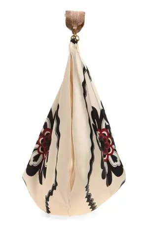 Farm Rio Medium Satin Scarf Bag With Wooden Handle