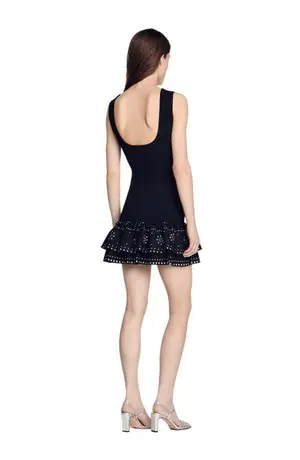 Sandro Short Knit Dress With Studs