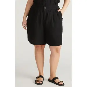Universal Standard Cotton Gauze Beach Shorts Black