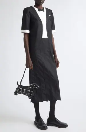 Thom Browne Super 120's Wool Twill Trompe L'oeil Midi Dress