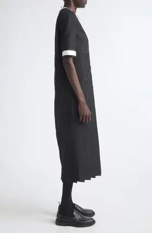 Thom Browne Super 120's Wool Twill Trompe L'oeil Midi Dress