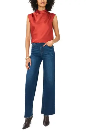 Vince Camuto Mock Neck Sleeveless Satin Top