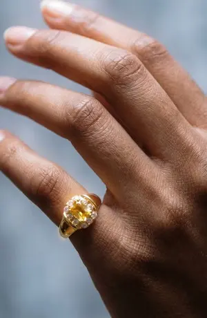 THE M JEWELERS Yellow Cubic Zirconia Pinky Ring