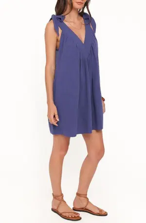 PETAL & PUP Trina Tie Shoulder Shift Minidress