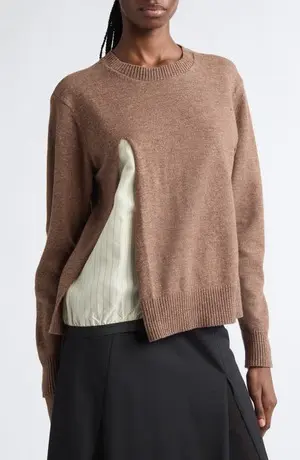 Undercover Wool Blend Sweater With Woven Panel