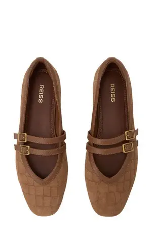 REISS Eliza Mary Jane Flat - Tan
