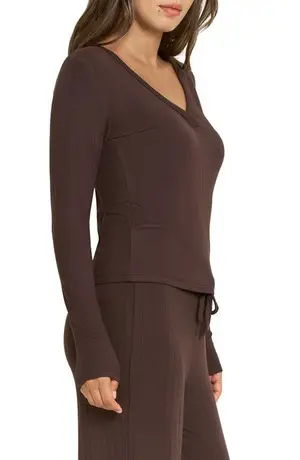 Honeydew Intimates Cloud Modal Long Sleeve Henley - Chocolate