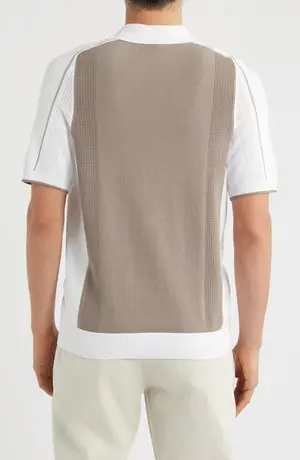 REISS Claremont Colorblock Pointelle Trim Polo