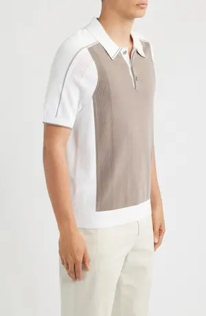 REISS Claremont Colorblock Pointelle Trim Polo
