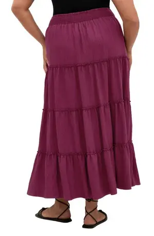 City Chic Boho Tiered Maxi Skirt