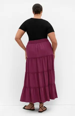 City Chic Boho Tiered Maxi Skirt