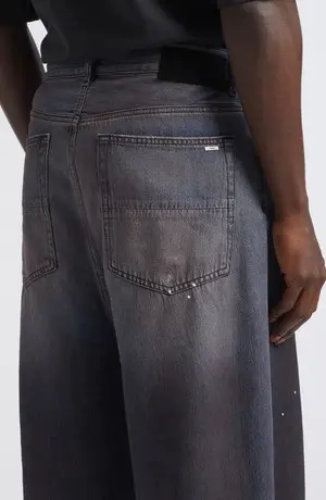Amiri Faded Fray Hem Wide Leg Carpenter Jeans